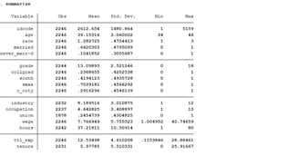 Summarize command in Stata | Johan Osterberg - Product Engineer